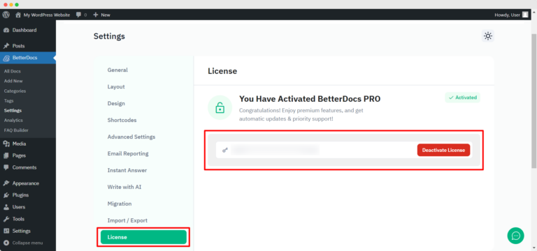 How to Activate BetterDocs License Key? - BetterDocs
