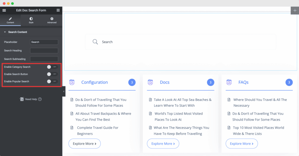 How To Configure BetterDocs Advanced Search In Elementor? - BetterDocs