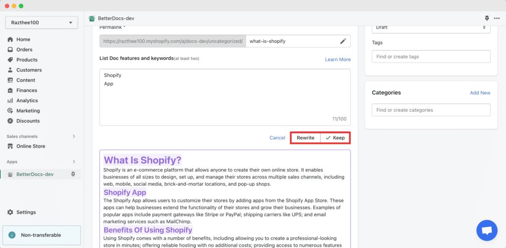 How To Use BetterDocs Magic AI Autowrite Feature To Write Documentation On Shopify? - BetterDocs