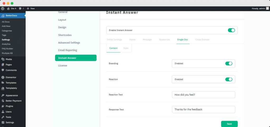 How To Configure Instant Answer In Betterdocs Betterdocs